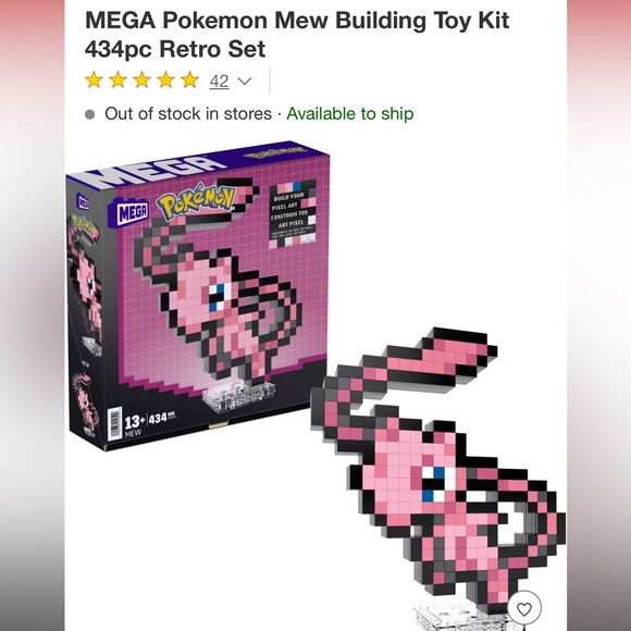Pokemon | Toys | Mega Pokemon Mew Building Toy Kit434pc Retro Set Pink ...